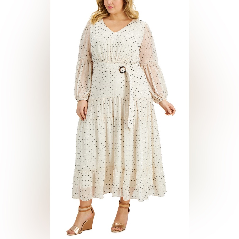 Taylor Plus Size Belted Midi Dress - Gem